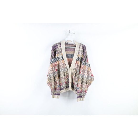 Vintage | Sweaters | Vintage 9s Coogi Style Womens Medium Rainbow Linen ...